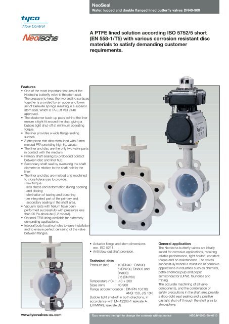 A PTFE lined solution according ISO 5752/5 short - Flowstar Valve ...