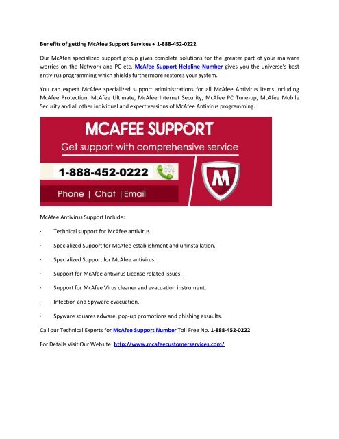 McAfee Support Number 1-888-452-0222 McAfee Help Number
