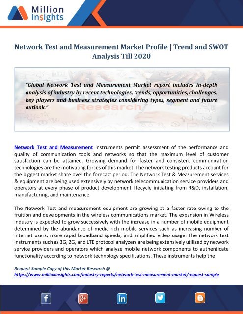 Network Test and Measurement Market Profile Trend and SWOT Analysis ...