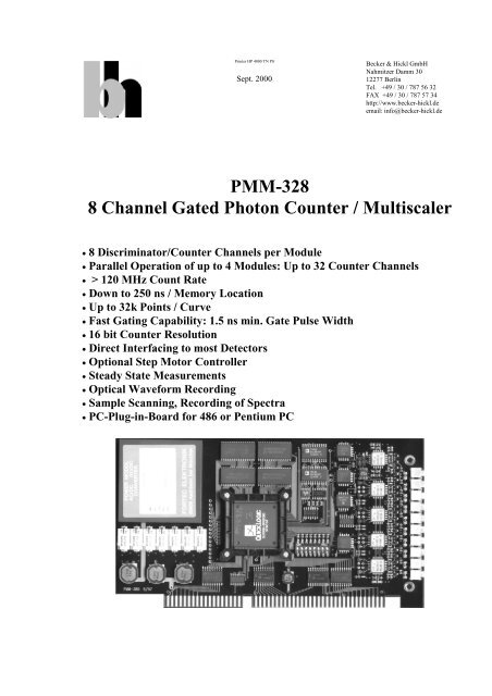 PMM-328 8 Channel Gated Photon Counter / Multiscaler