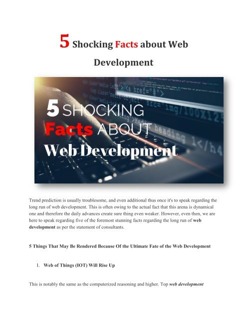 Five Shocking Facts about Web Development
