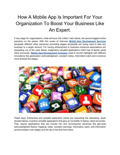 How A Mobile App Is Important For Your Organization