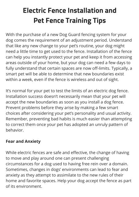 Electric Fence Installation and Pet Fence Training Tips