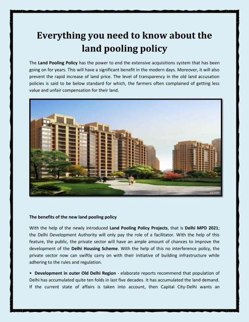 Everything you need to know about the land pooling policy