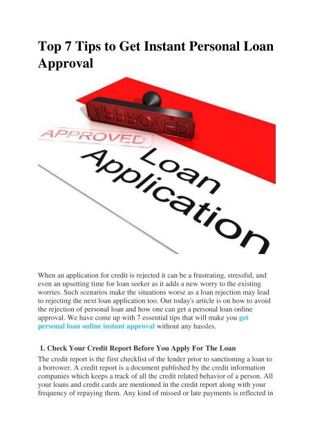 Top 7 Tips to Get Instant Personal Loan Approval Top 7 Tips to Get Instant Personal Loan Approval