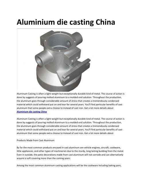 10 Aluminum casting China