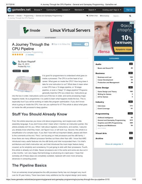 A Journey Through the CPU Pipeline - General and Gameplay Programming - GameDev.net