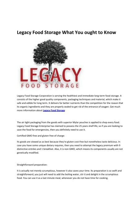 6 Legacy Food Storage What You Should Know