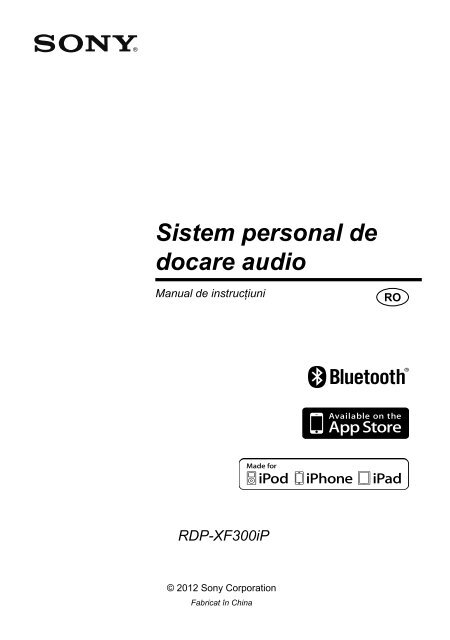 Sony RDP-XF300iP - RDP-XF300IP Mode d'emploi Roumain