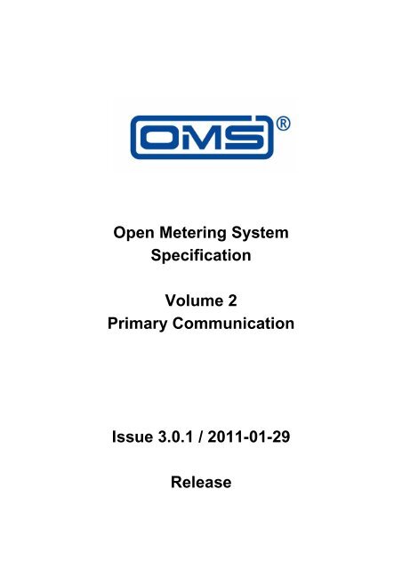 Open Metering System Specification Volume 2 Primary - OMS-Group