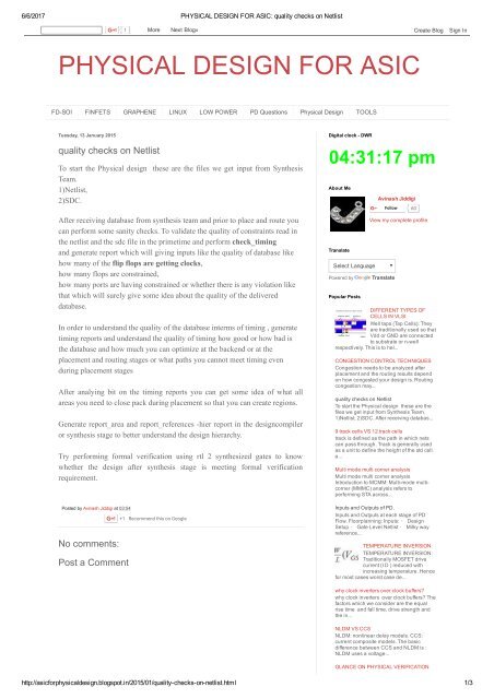00 PHYSICAL DESIGN FOR ASIC_ quality checks on Netlist