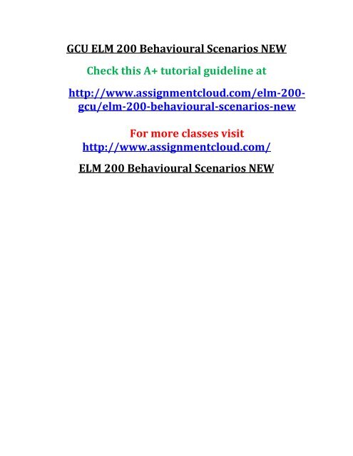 GCU ELM 200 Behavioural Scenarios NEW