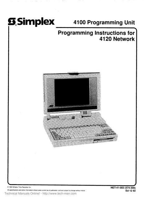 4100 Programming Unit - Alarm Device Manuals / FrontPage