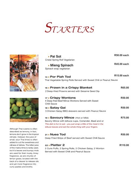 Kai Thai Restaurant Menu