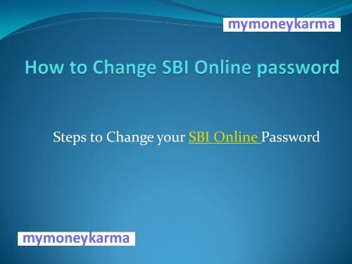 How to Change SBI Online password