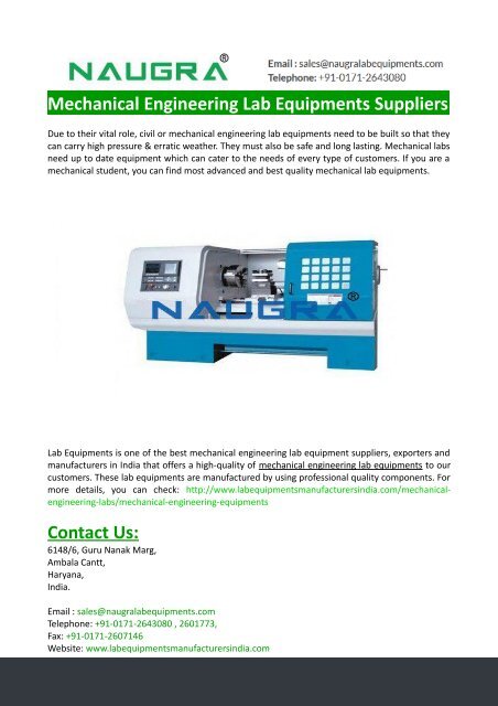 Mechanical Engineering Lab Equipments