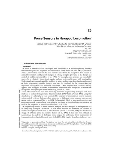 25 Force Sensors in Hexapod Locomotion - InTech