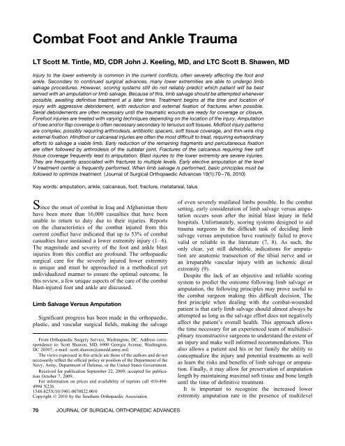 Combat Foot and Ankle Trauma