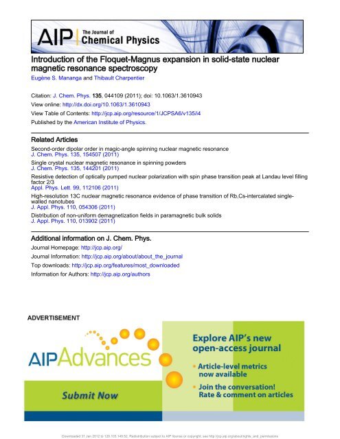 Introduction of the Floquet-Magnus expansion in solid-state nuclear ...