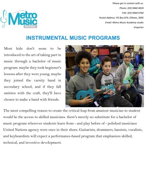 INSTRUMENTAL MUSIC PROGRAMS
