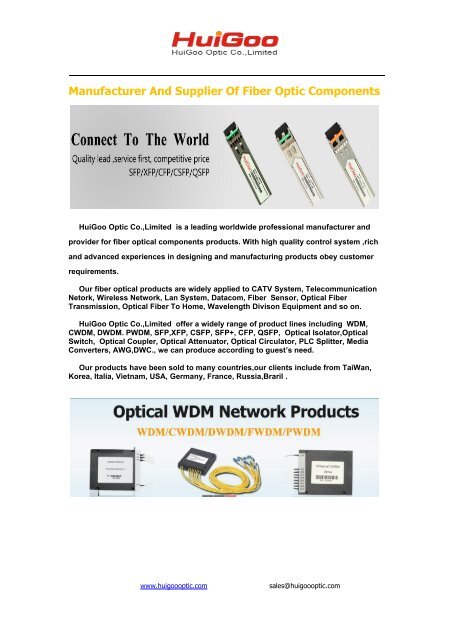fibre optical components passive /active components