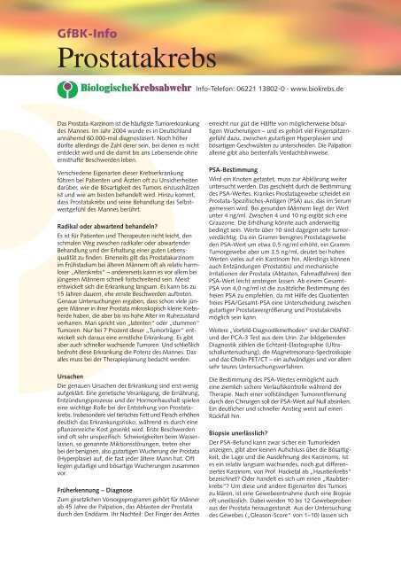 GfBK-Info: Prostatakrebs - Gesellschaft für Biologische Krebsabwehr ...
