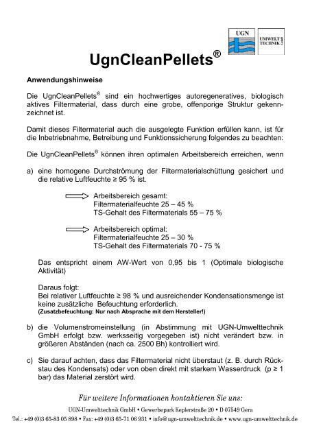 UgnCleanPellets - UGN Umwelttechnik