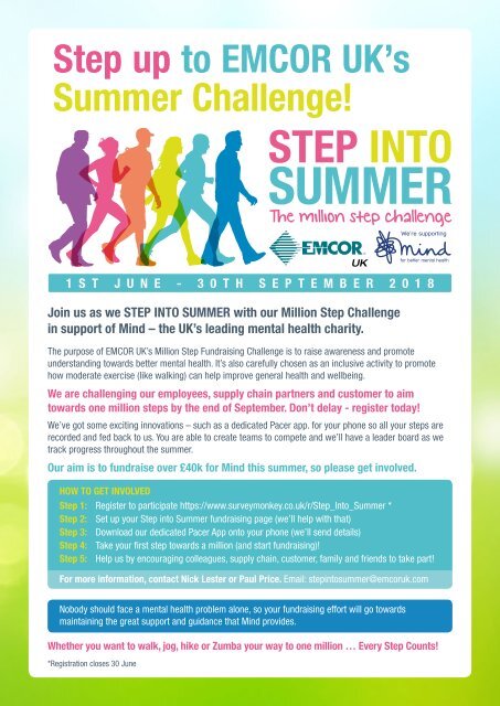 Step into Summer - Million Step Challenge Info Sheet Step into Summer - Million Step Challenge Info Sheet