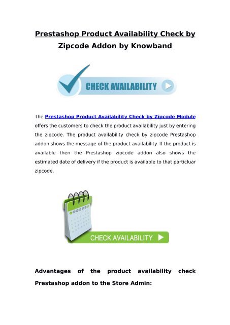 Prestashop Product Availability Check by Zipcode Module