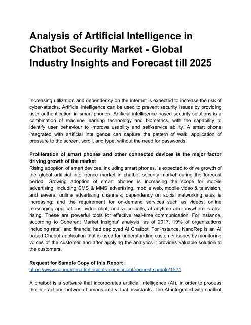 Artificial Intelligence in Chatbot Security Market