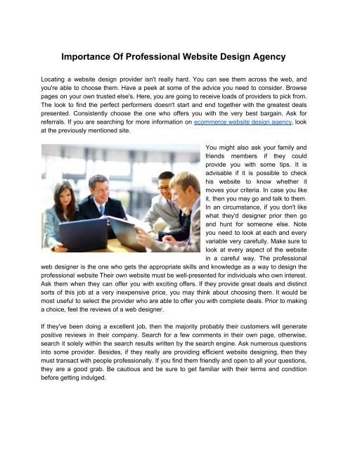 Importance Of Professional Website Design Agency Importance Of Professional Website Design Agency