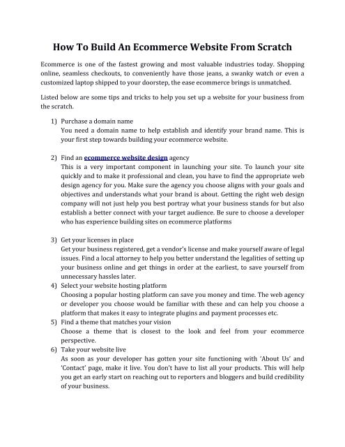 How To Build An Ecommerce Website From Scratch