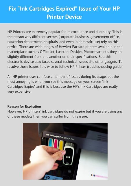 Fix “Ink Cartridges Expired” Issue of Your HP Printer Device