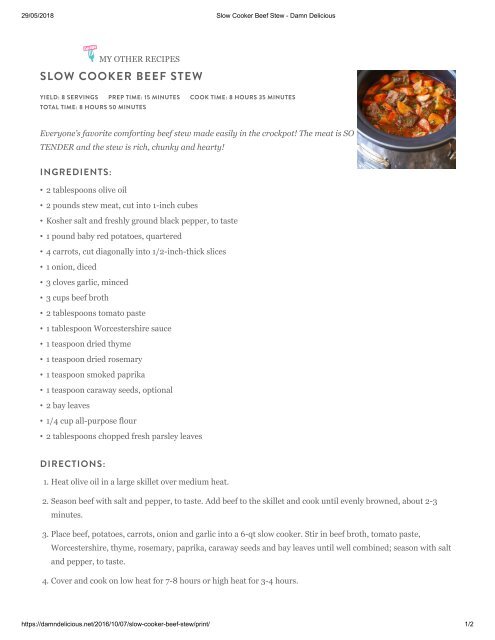 Slow Cooker Beef Stew - Damn Delicious