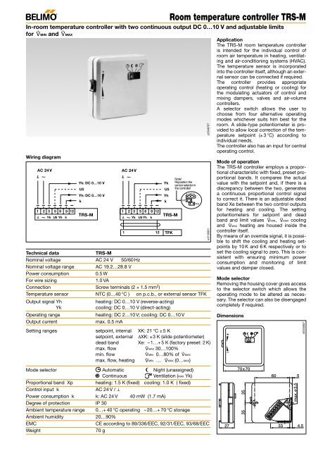 Room temperature controller TRS-M - Belimo