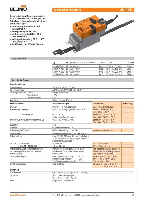 Technisches Datenblatt LH24A-MF.. - Belimo