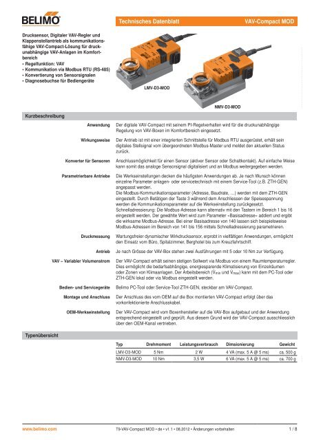 LMV-D3-MOD, VAV-Compact - Belimo