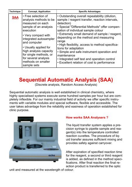 Sequential Automatic Analysis Saa Alliance Instruments At