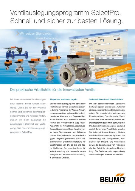 Ventilauslegungsprogramm SelectPro. Schnell und sicher zur - Belimo