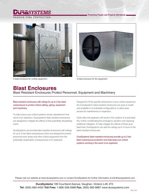 DuraSystem Barriers Inc. Makes Blast Enclosures