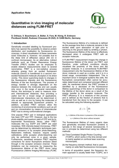 Quantitative in vivo imaging of molecular ... - PicoQuant GmbH