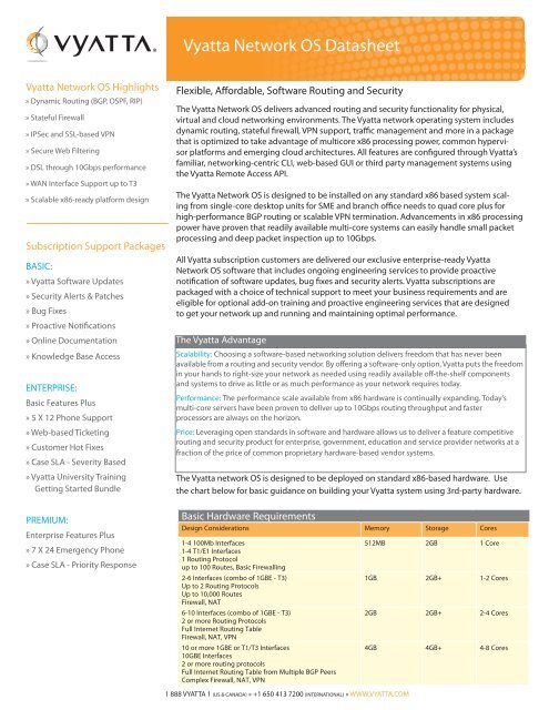Vyatta Network OS Software Data Sheet - Cloud Distribution