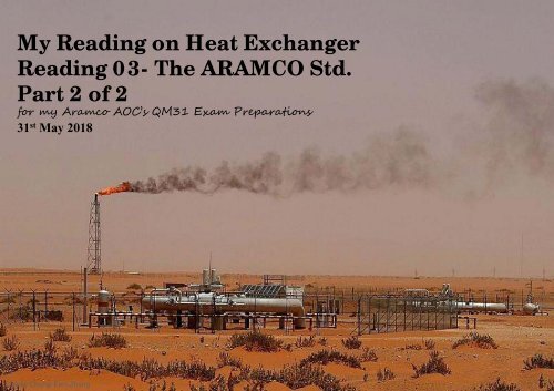 Understanding Heat Exchanger Reading 03- Part 2 of 2 The ARAMCO Std.