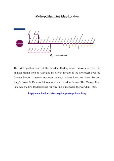 Metropolitan Line Map London
