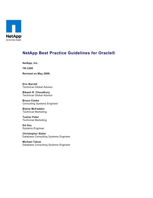 Netapp Best Practices Guidelines For Oracle Netapp Community 