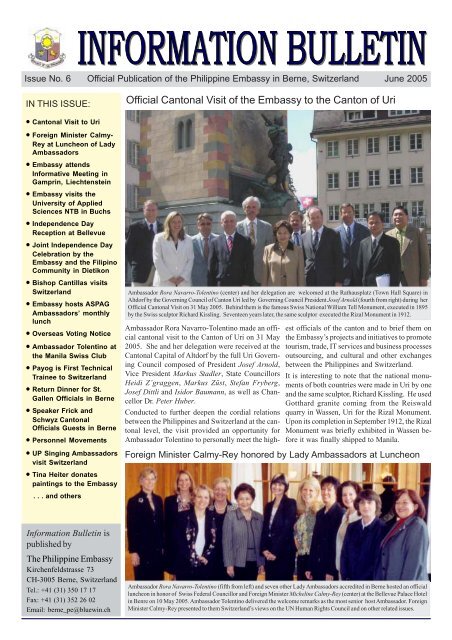 2005 June - Information Bulletin Issue No. 6 - Philippine Embassy