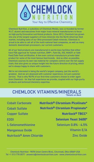 Chemlock Nutrition Rackcard