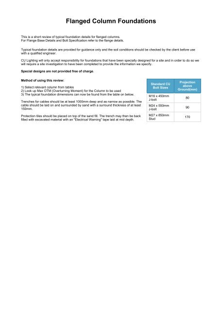 Flanged Column Foundations - CU Phosco