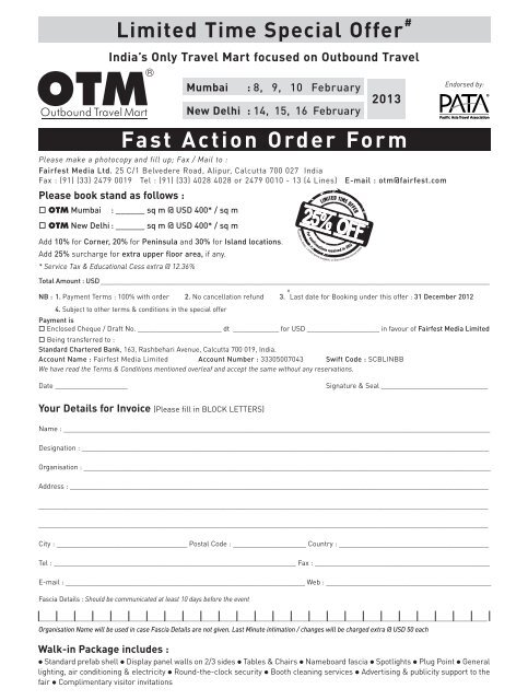 Fast Action Order Form - OTM