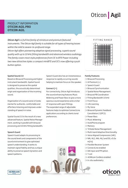 PRODUCT INFORMATION OTICON AGIL PRO OTICON AGIL